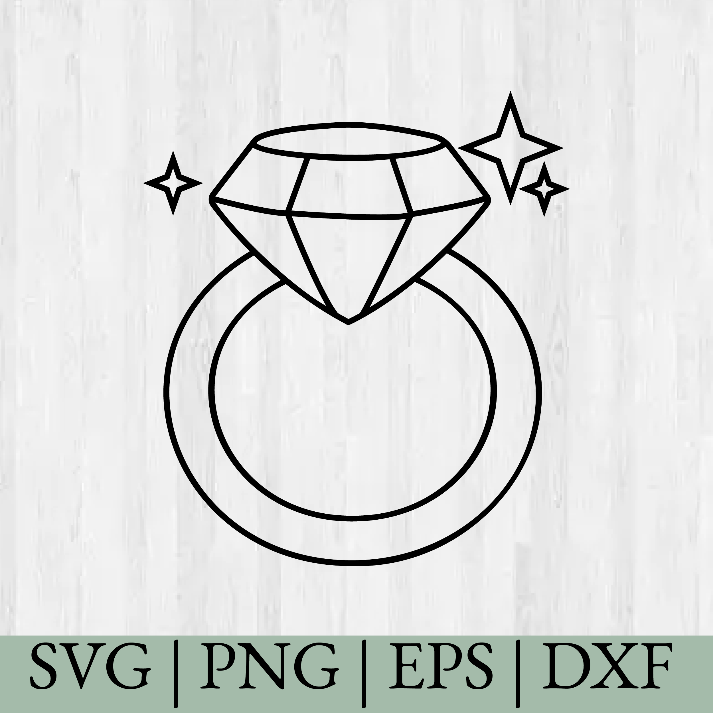 Cute Diamond Ring SVG – Engagement Ring Clipart, Wedding Jewelry Line ...